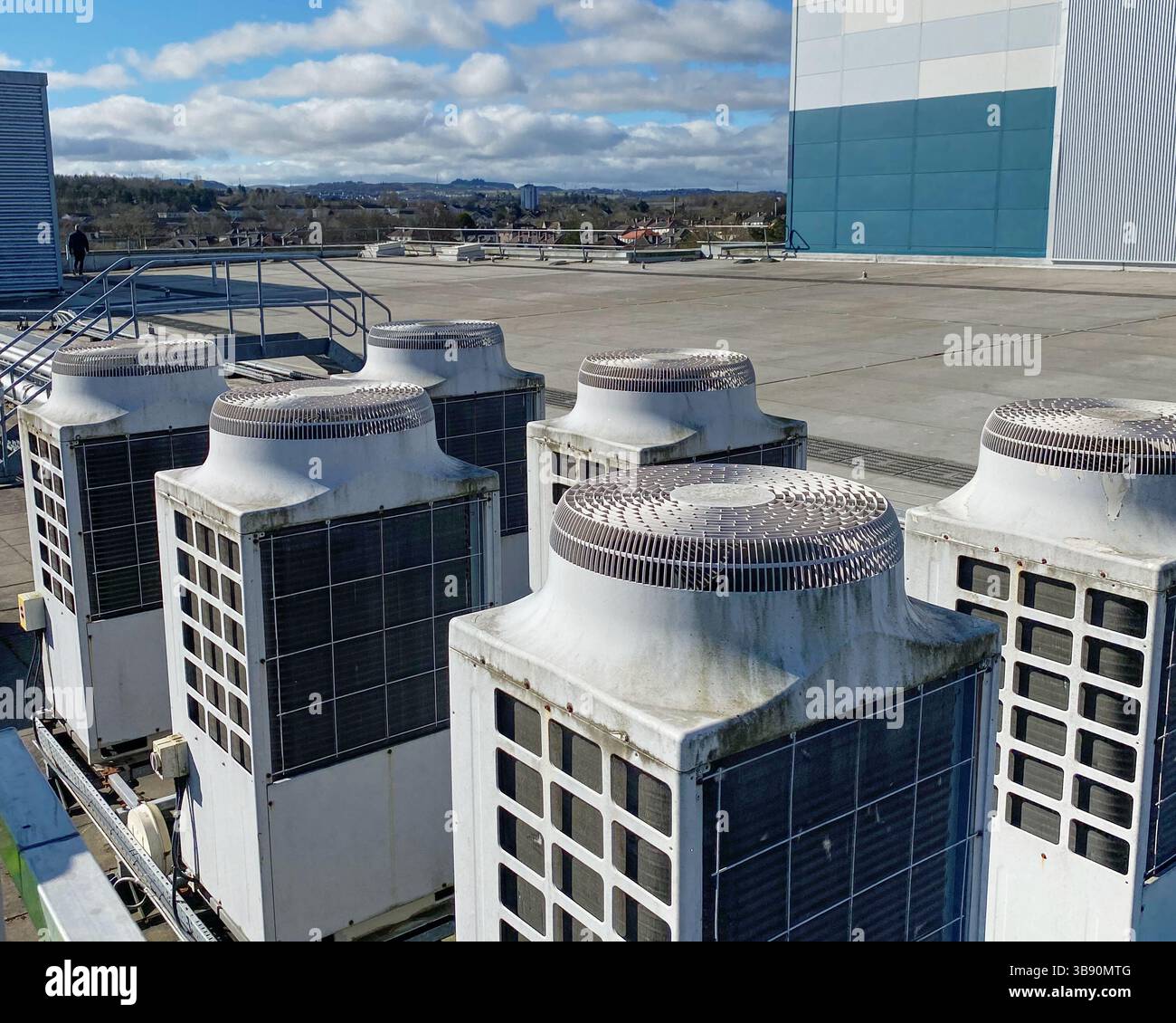 Heat pump condenser units roof mounted for heating and cooling Stock ...