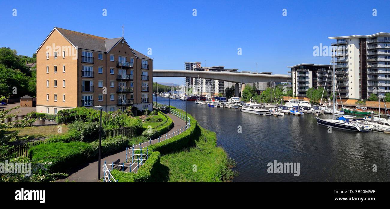 The River Ely where it meets Cardiff Bay with Cardiff - and Cardiff on ...