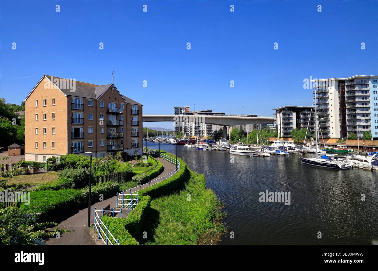 The River Ely where it meets Cardiff Bay with Cardiff - and Cardiff on ...