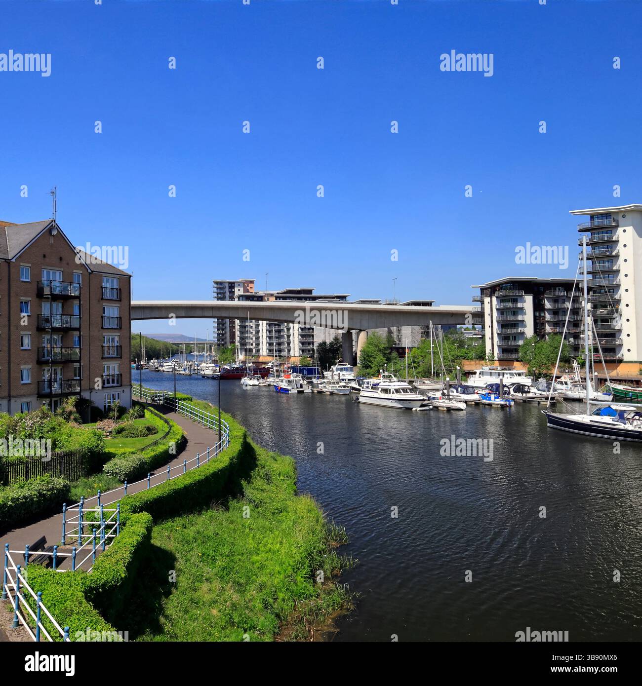 The River Ely where it meets Cardiff Bay with Cardiff - and Cardiff on ...
