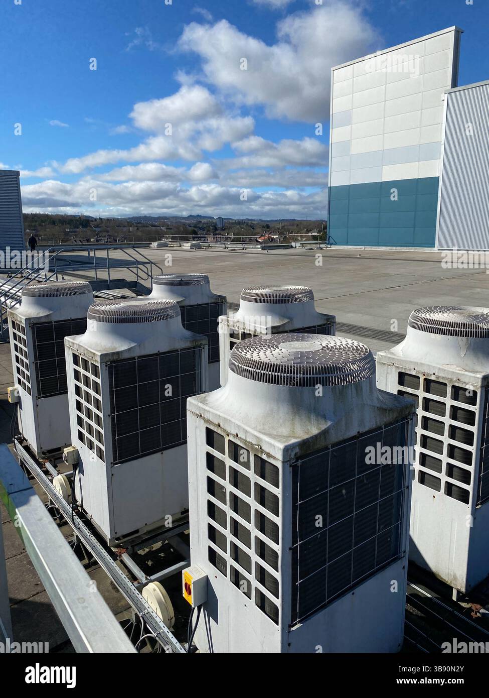Heat pump condenser units roof mounted for heating and cooling Stock ...