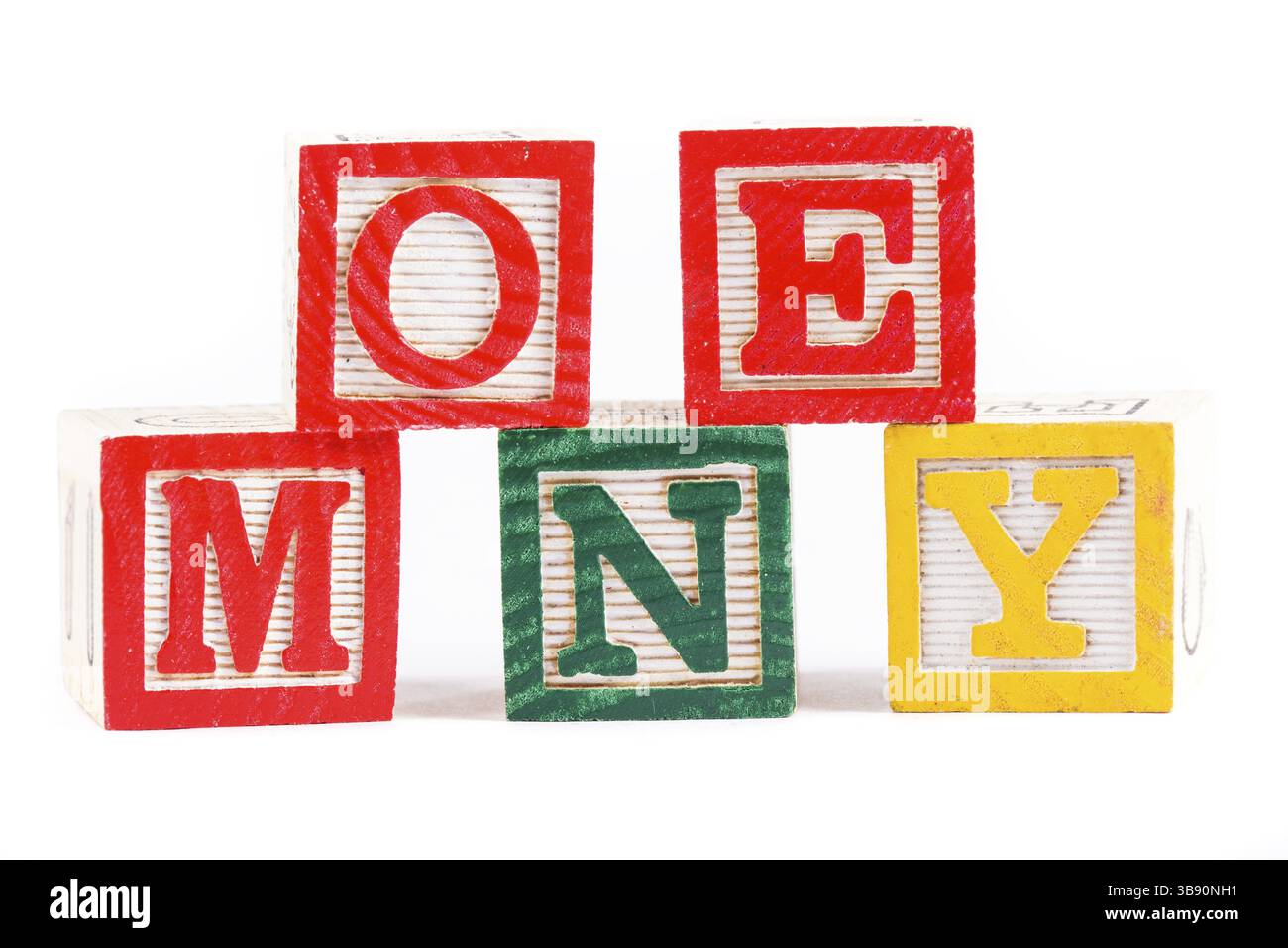 Word money made from alphabet blocks on white Stock Photo - Alamy
