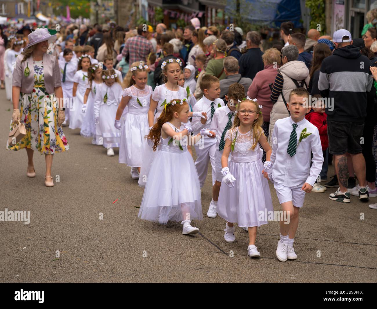 FLORA DAY CELEBRATION LILY OF THE VALLEY DANCES HELSTON CORNWALL Stock ...
