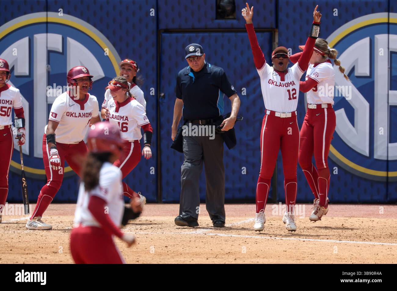 ATHENS, GA - MAY 08: Oklahoma outfielder Maya Bland (12) cheers as ...
