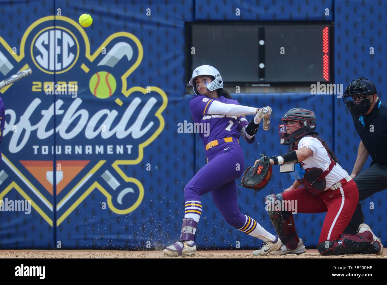 ATHENS, GA - MAY 08: LSU outfielder Jalia Lassiter (7) watches her ...
