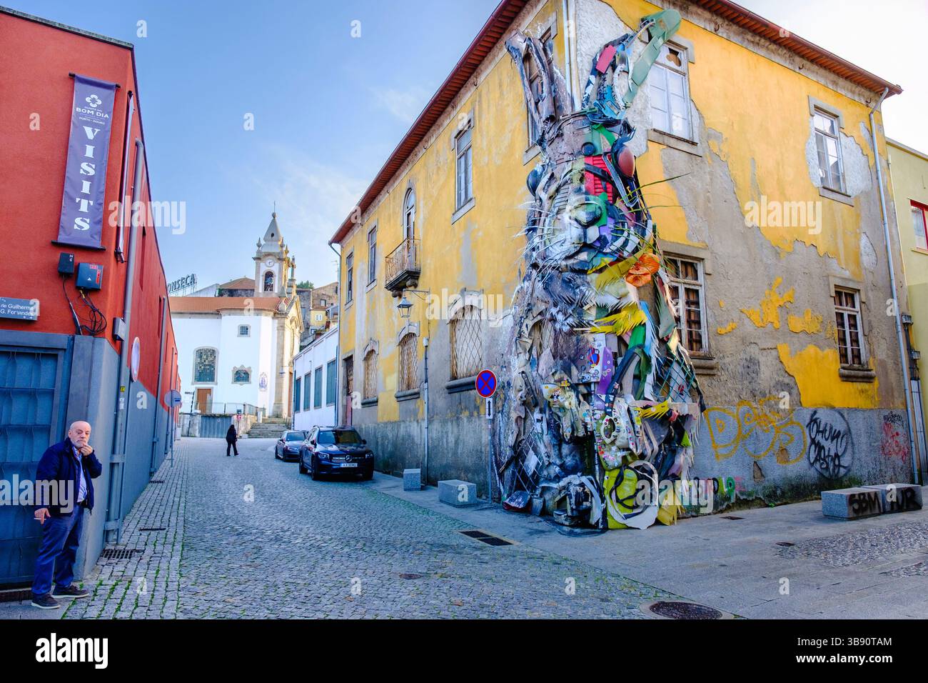 Public street art, Half Rabbit trash sculpture by Portuguese artist ...