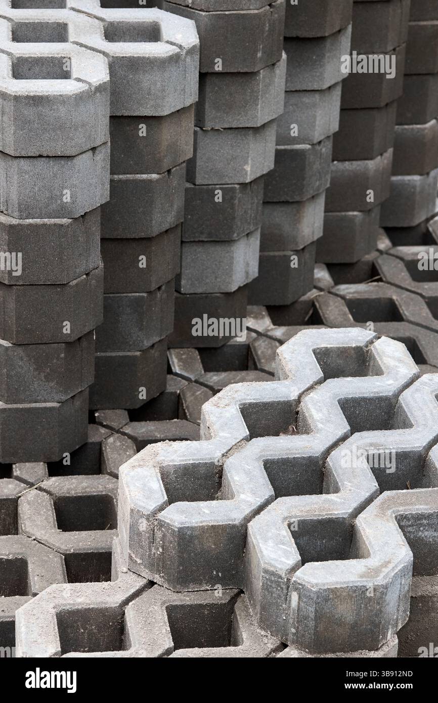 Checkered Concrete Cinder Tiles Of A Garden Sidewalk Lawn In Palette ...