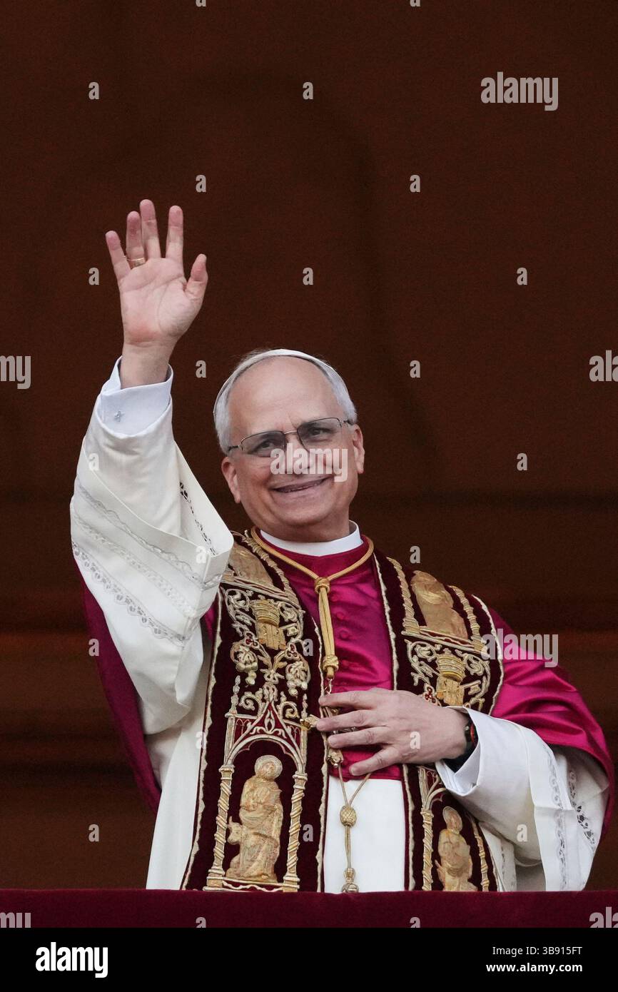 Newly elected Pope Leo XIV appears at the balcony of St. Peter's ...