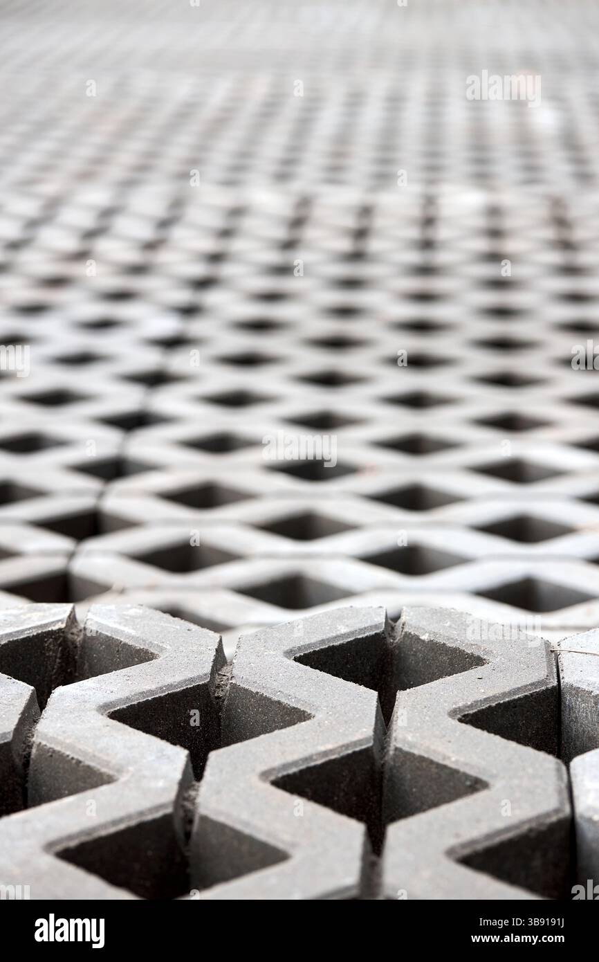 Checkered Concrete Cinder Tiles Of A Garden Sidewalk Lawn In Palette ...