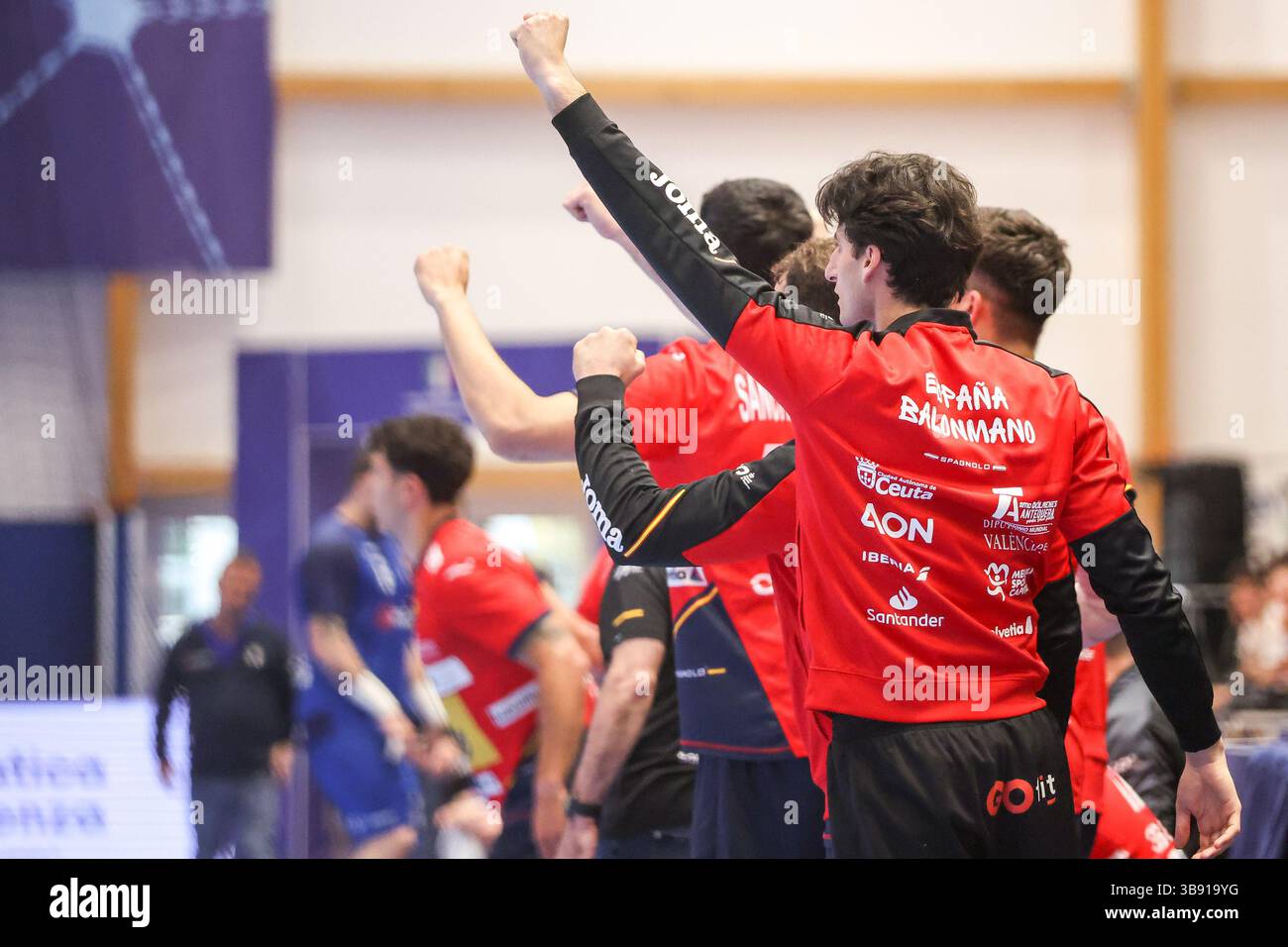 Fasano, Italy. 08th May, 2025. Joy of Spanish bench players during EHF ...