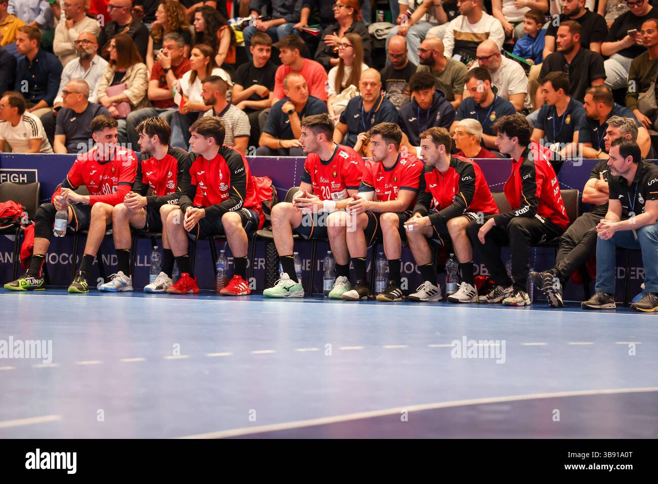 Fasano, Italy. 08th May, 2025. Spain bench during EHF Euro 2026 ...