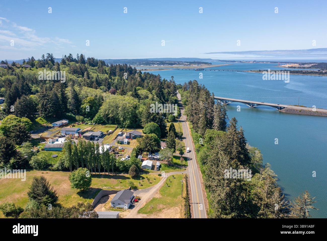 North Bend, Oregon, a city next to Coos Bay. Aerial view Stock Photo ...