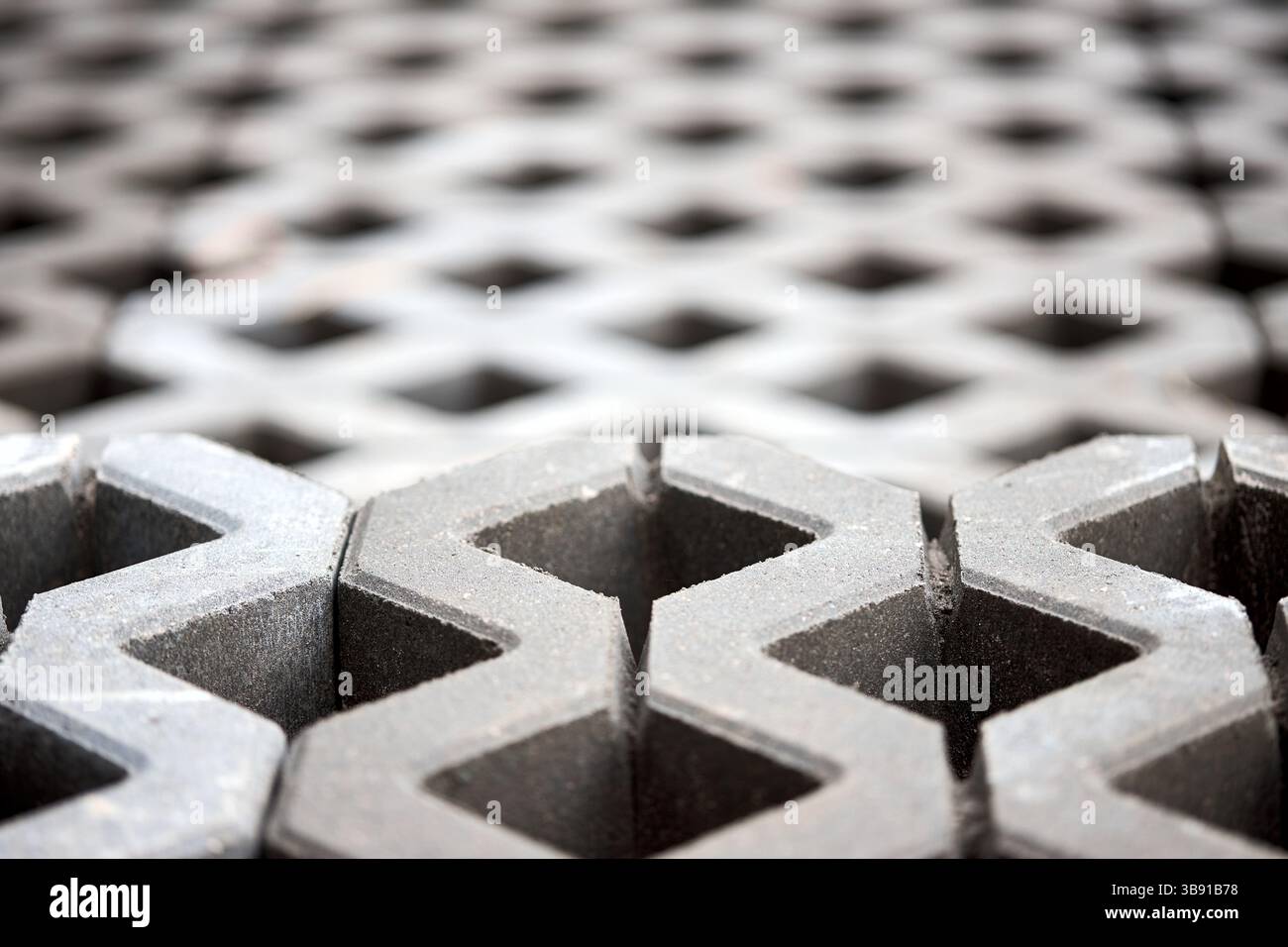 Checkered Concrete Cinder Tiles Of A Garden Sidewalk Lawn In Palette ...