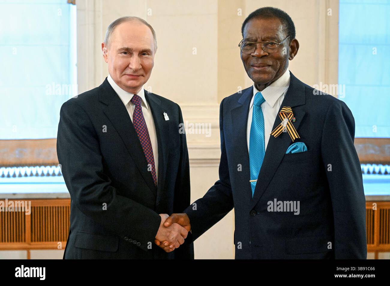Russian President Vladimir Putin, left, and Equatorial Guinea President ...