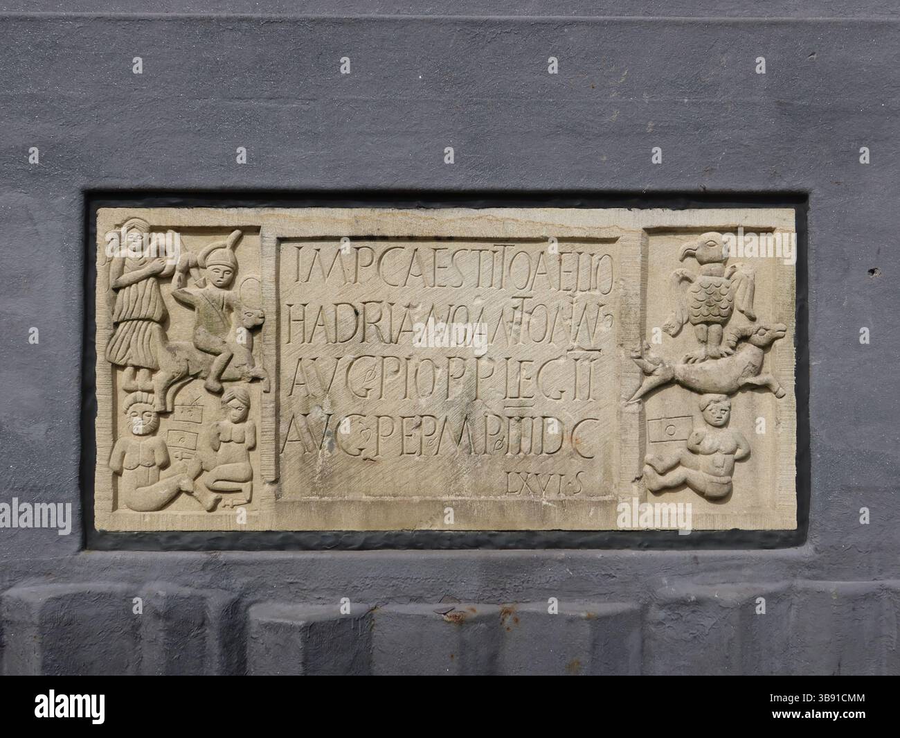 Replica of a Roman distance stone that would have been placed along the ...
