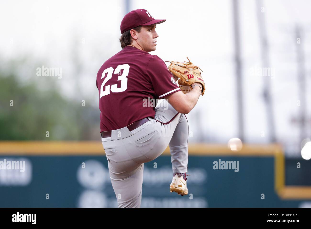 Texas A&M Aggies starting pitcher Myles Patton (23) in action during ...