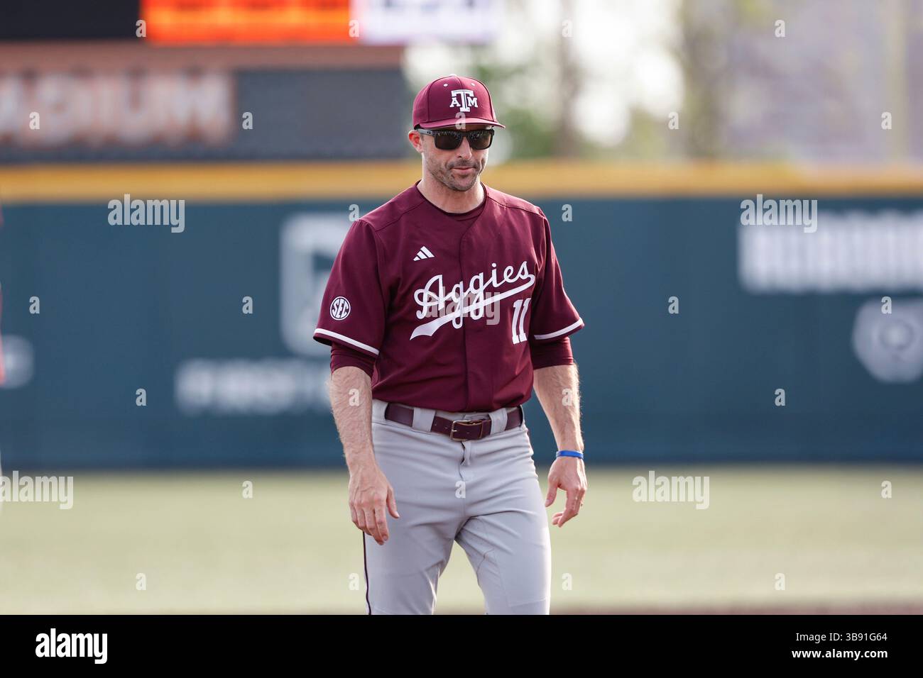 Texas A&M Aggies coach Michael Earley (11) after Game 1 of a ...