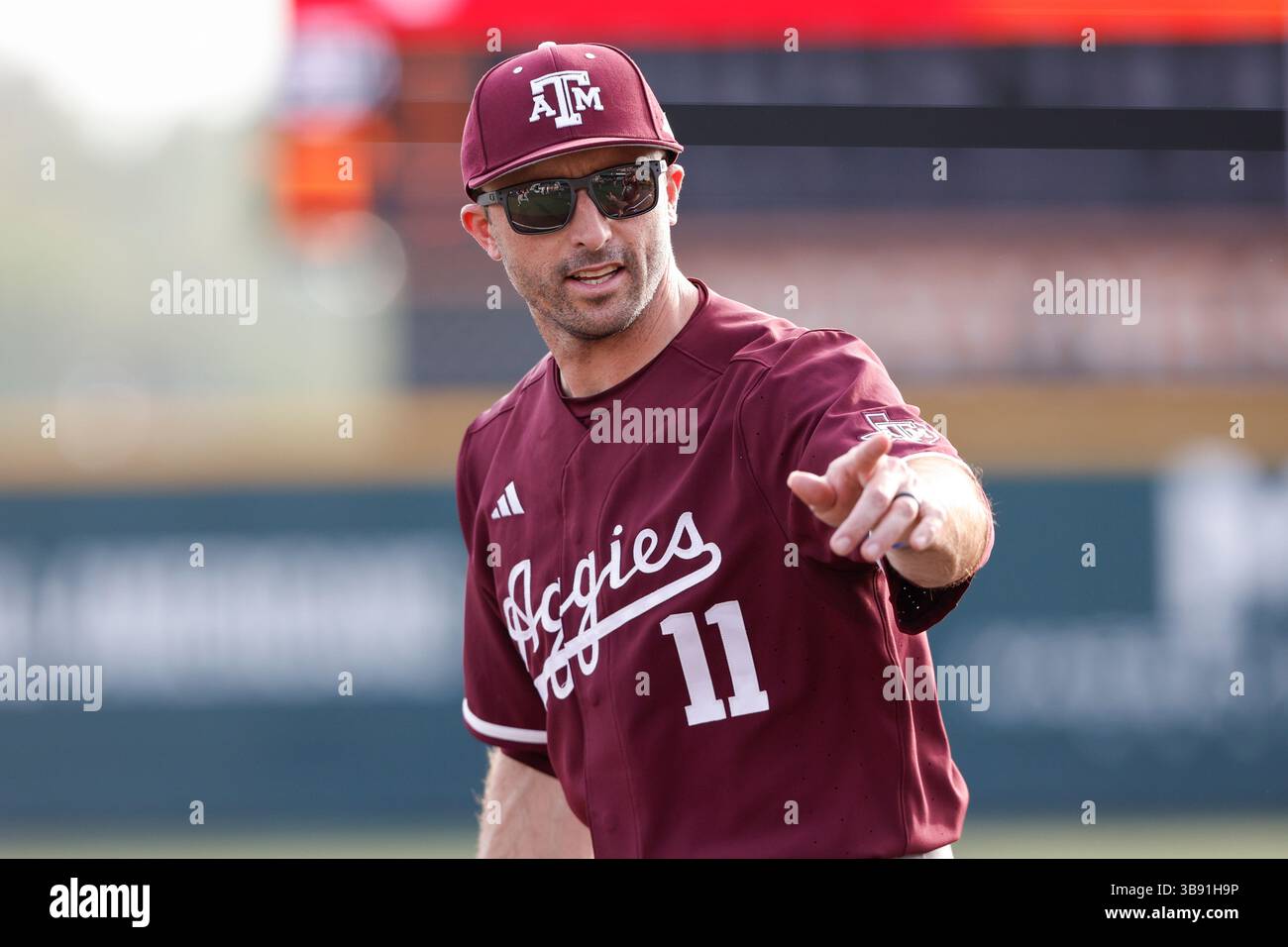 Texas A&M Aggies coach Michael Earley (11) after Game 1 of a ...