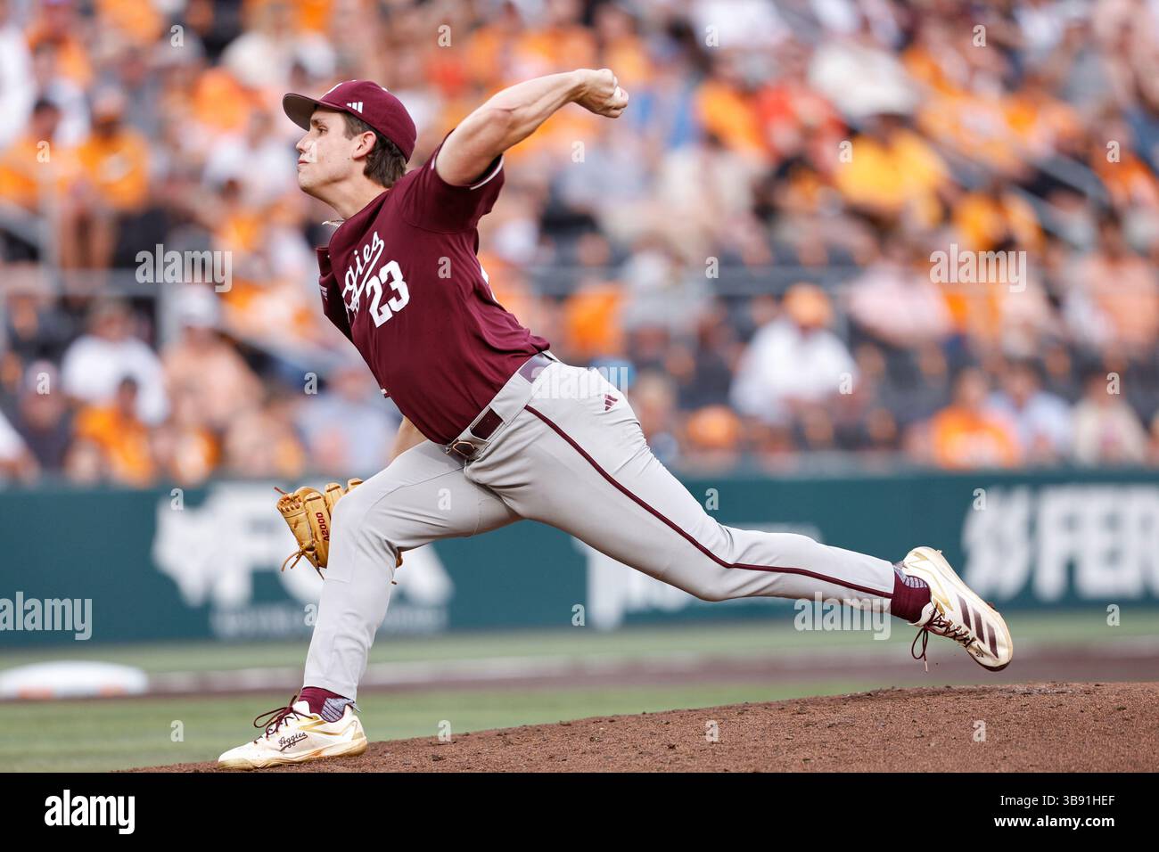 Texas A&M Aggies starting pitcher Myles Patton (23) in action during ...