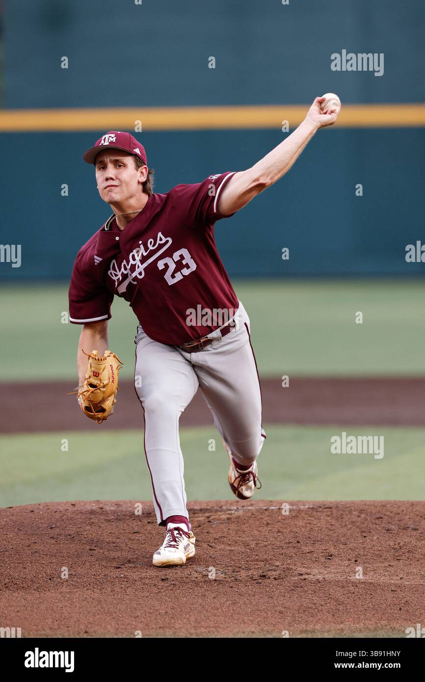 Texas A&M Aggies starting pitcher Myles Patton (23) in action during ...