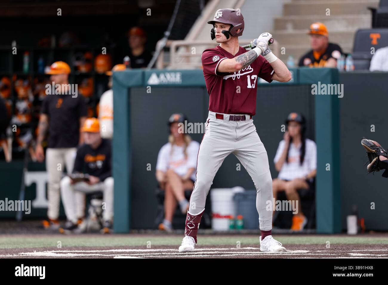 Texas A&M Aggies designated hitter Caden Sorrell (13) at bat during ...