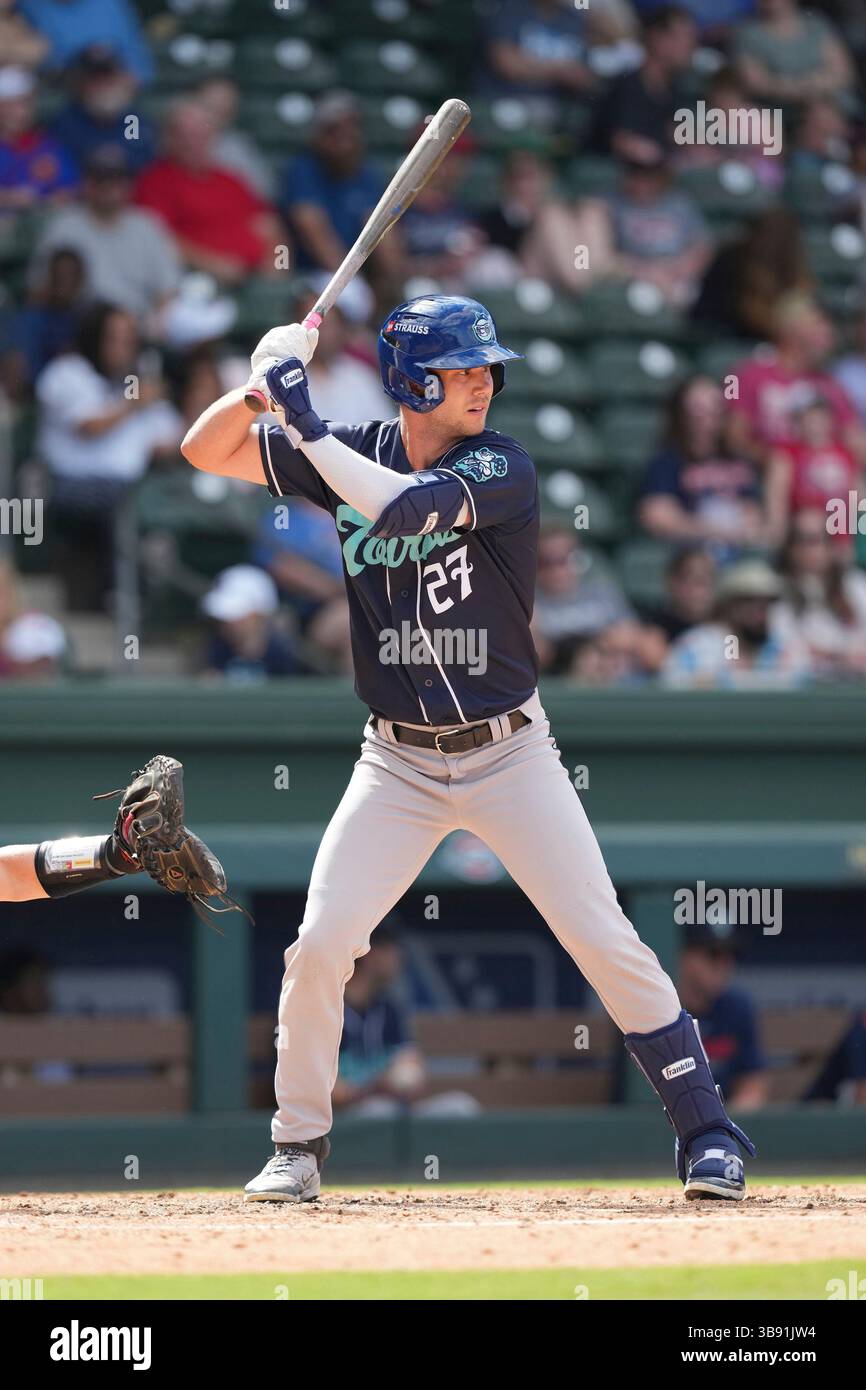 Tyler Whitaker (27) of the Asheville Tourists at bat in a South ...