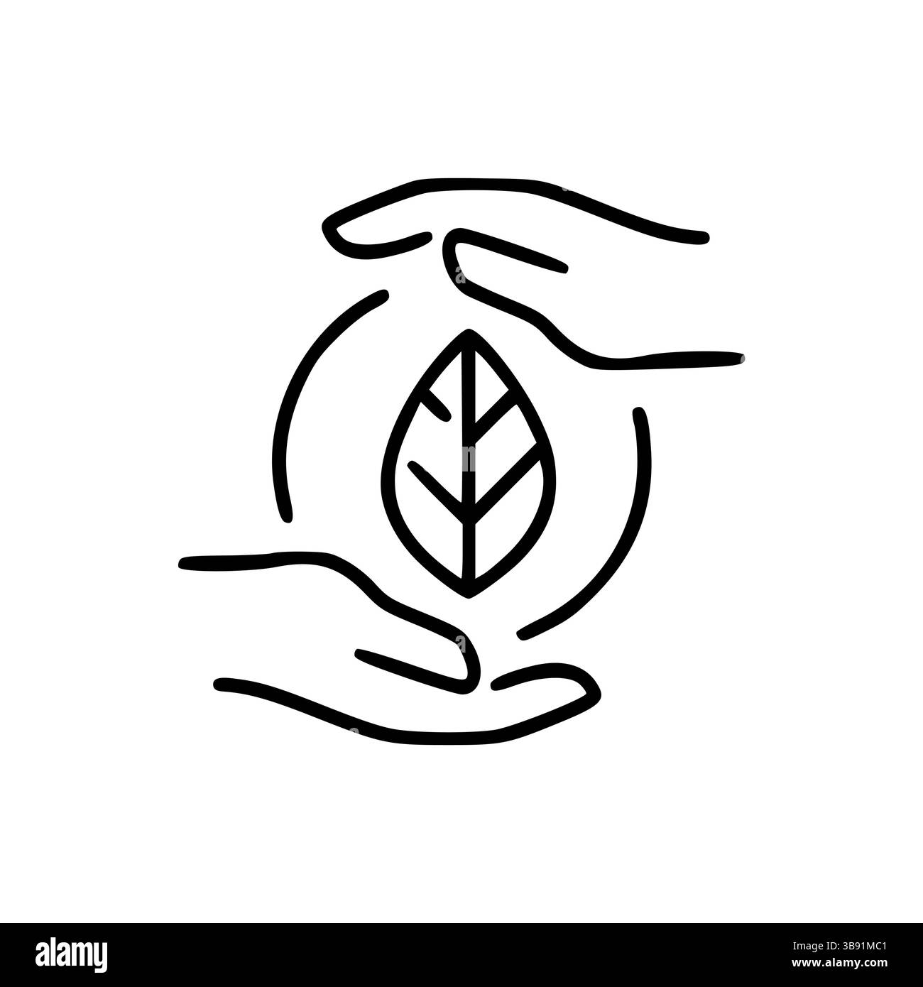 Eco-Friendly Sustainability Icon: Hands and Leaf Stock Vector Image ...
