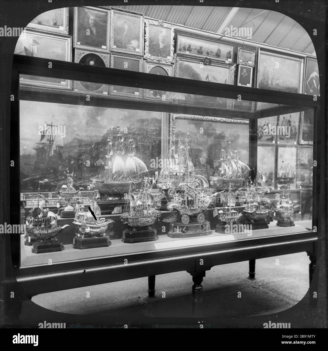 A view of the displays along the Blake Gallery, Royal Naval Exhibition ...