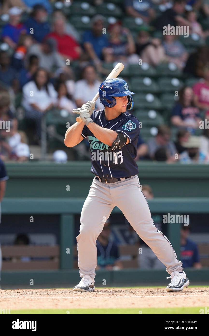 Trevor Austin (17) of the Asheville Tourists at bat in a South Atlantic ...