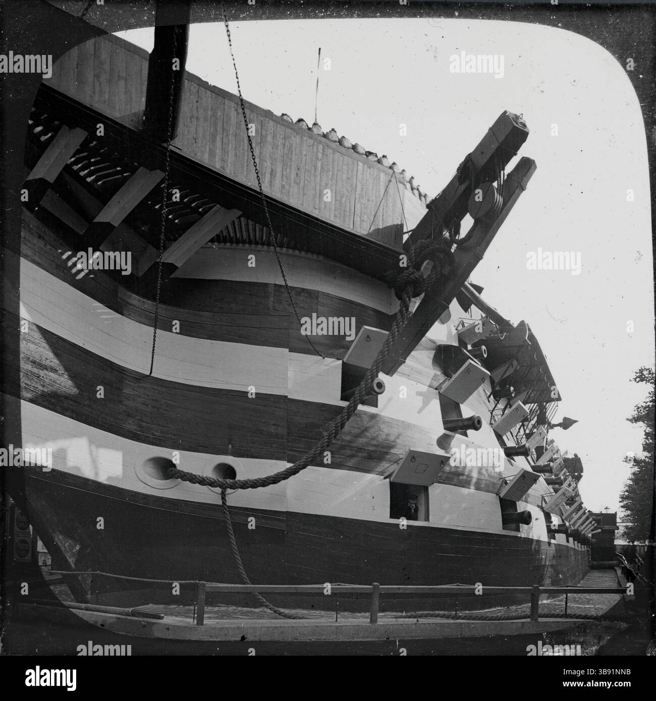 A view down the port side of the replica of HMS 'Victory' (1765), Royal ...