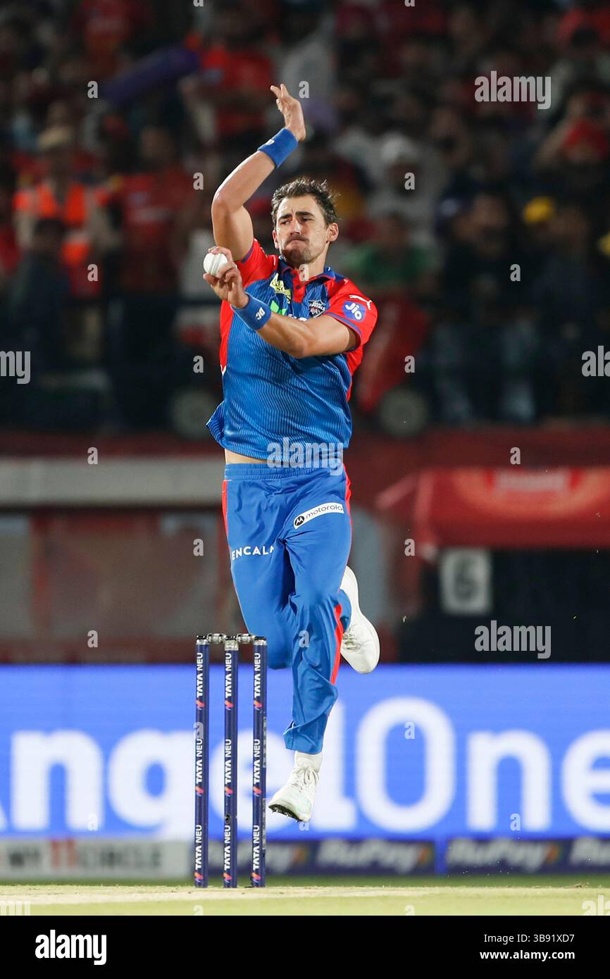 Dharamsala, India. 08th May, 2025. DHARAMSALA, INDIA - MAY 8: Mitchell Starc of Delhi Capitals ...