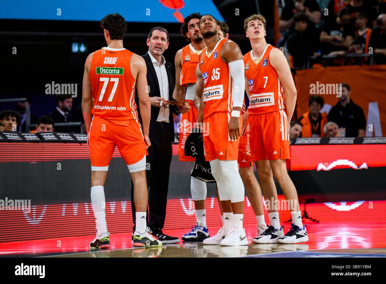 08 May 2025, Bavaria, Neu-Ulm: Basketball: Bundesliga, ratiopharm Ulm ...