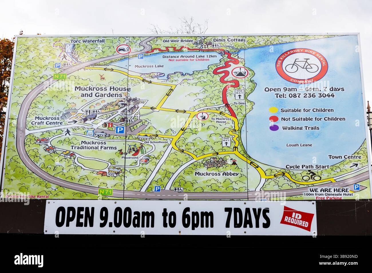 Detailed map for cycling in the Muckross area of Killarney National ...