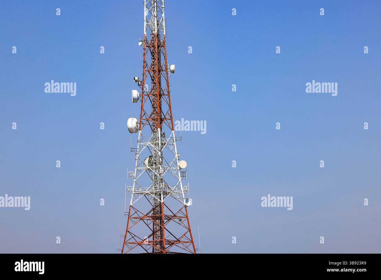 Detail of Transmitting and radio antenna Tower, steel Structure installed with dual polarization ...