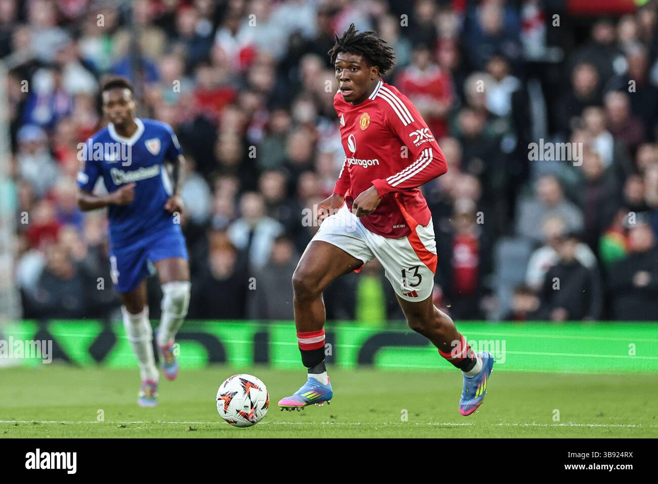 Manchester, UK. 08th May, 2025. Patrick Dorgu of Manchester United ...