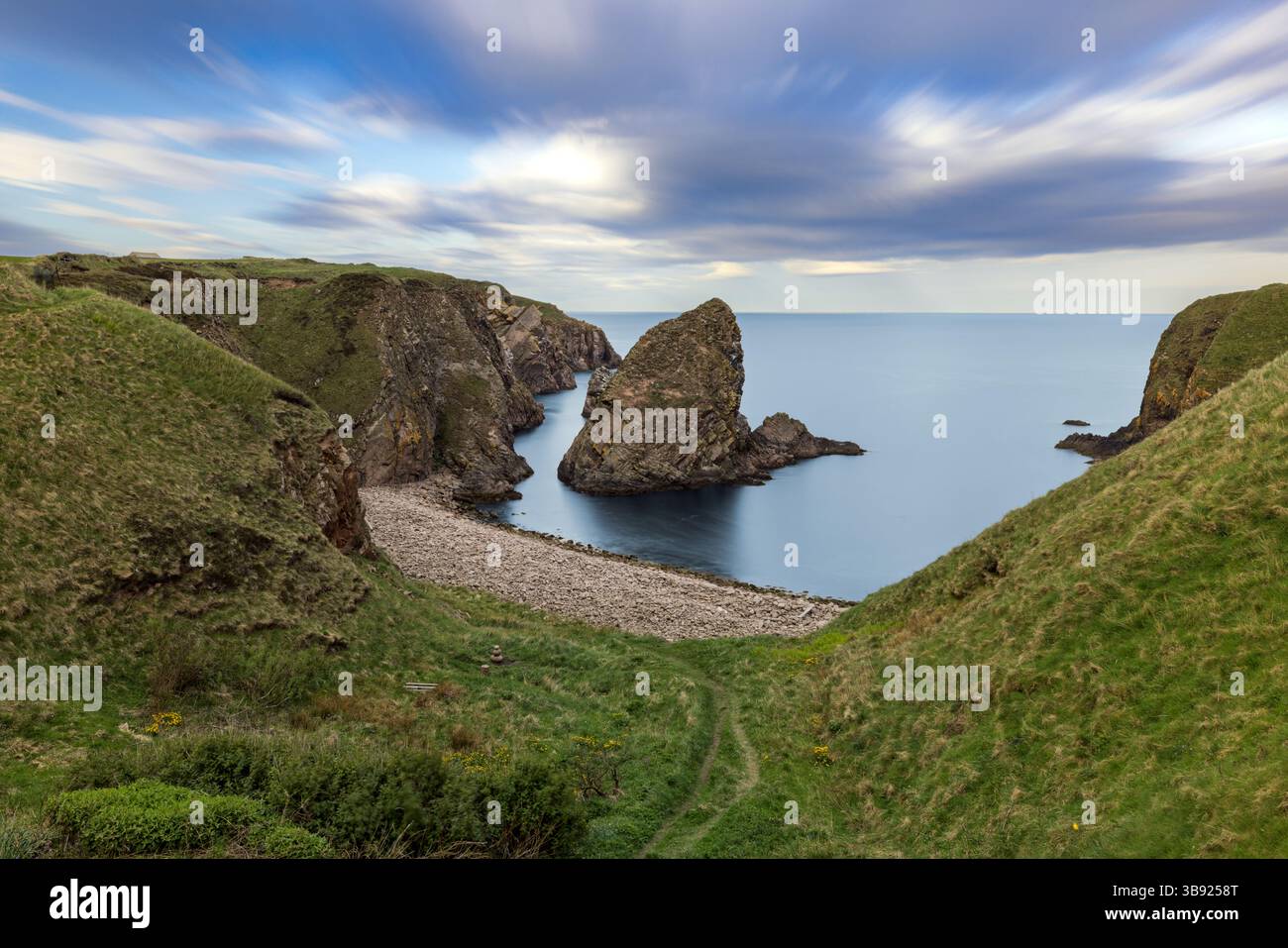 The rugged coast of Bullers of Buchan is located south of Peterhead in ...
