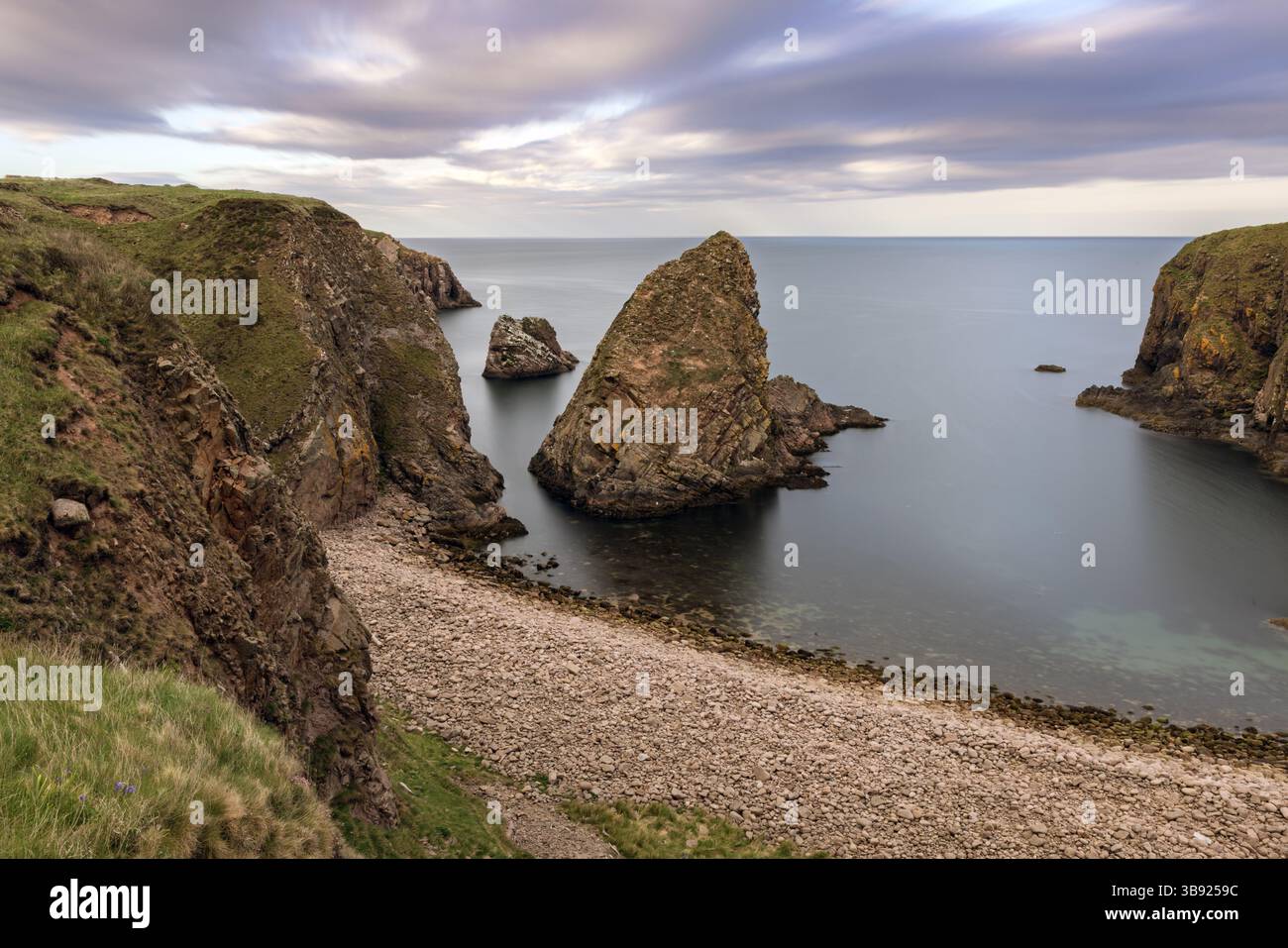 The rugged coast of Bullers of Buchan is located south of Peterhead in ...