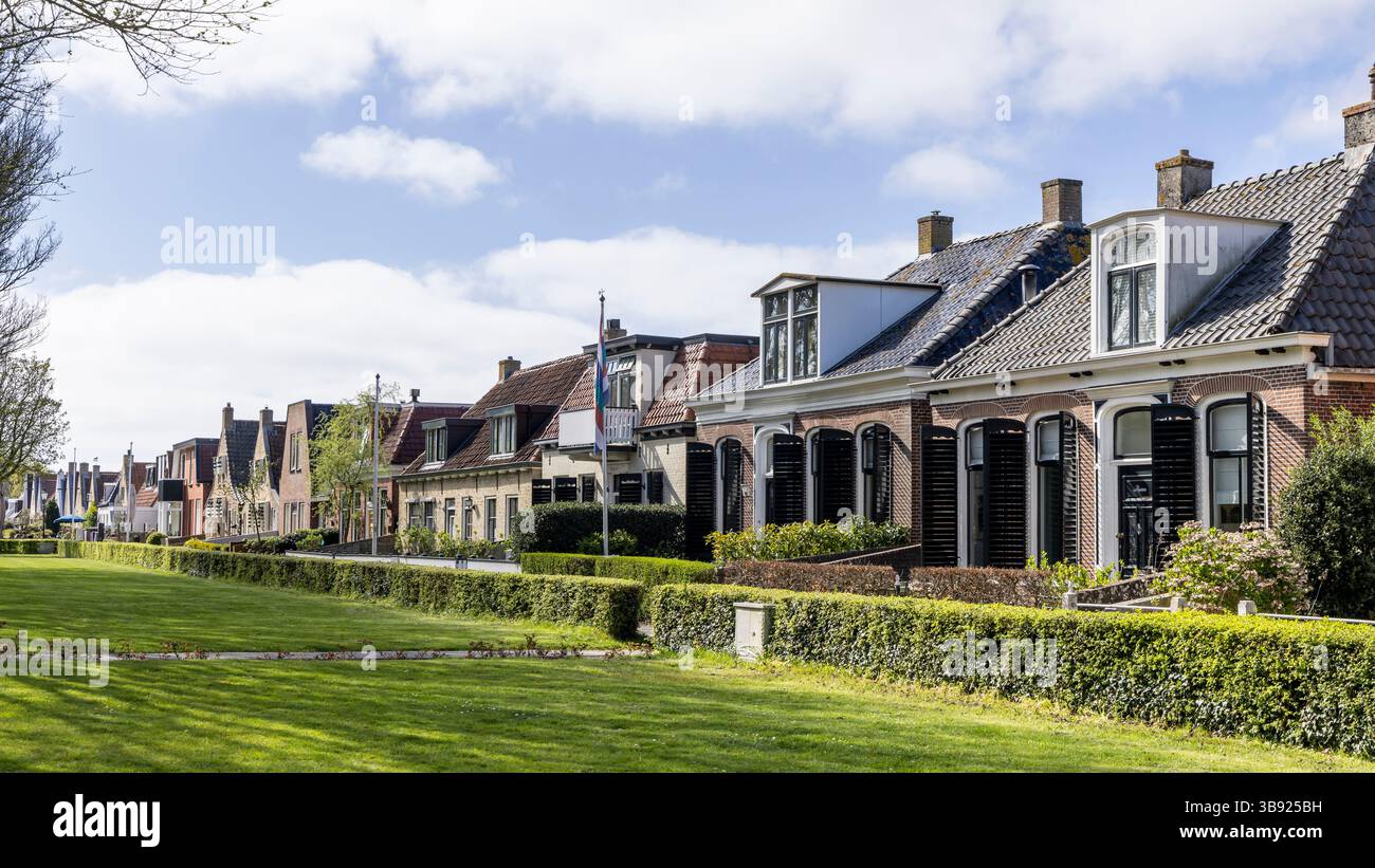 Townscape with picturesque small houses of village and island ...