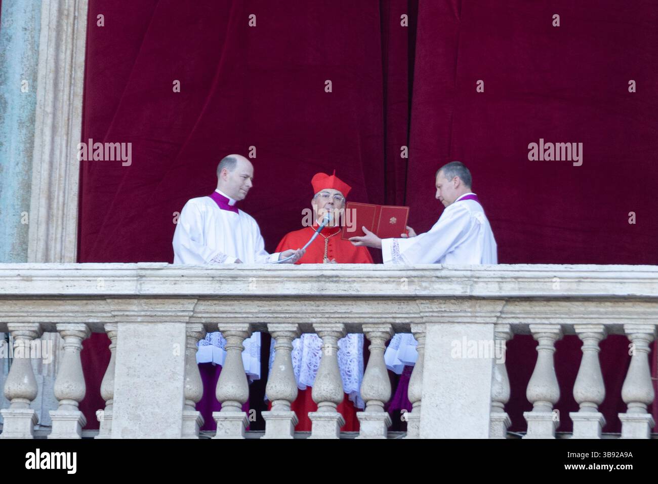 Rome, Italy. 08th May, 2025. Solemn announcement by Cardinal Mamberti ...