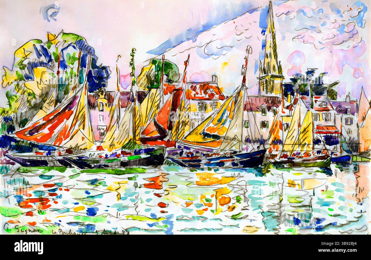 Paul Signac's Le Pouliguen: Fishing Boats - A beautiful pointillist ...