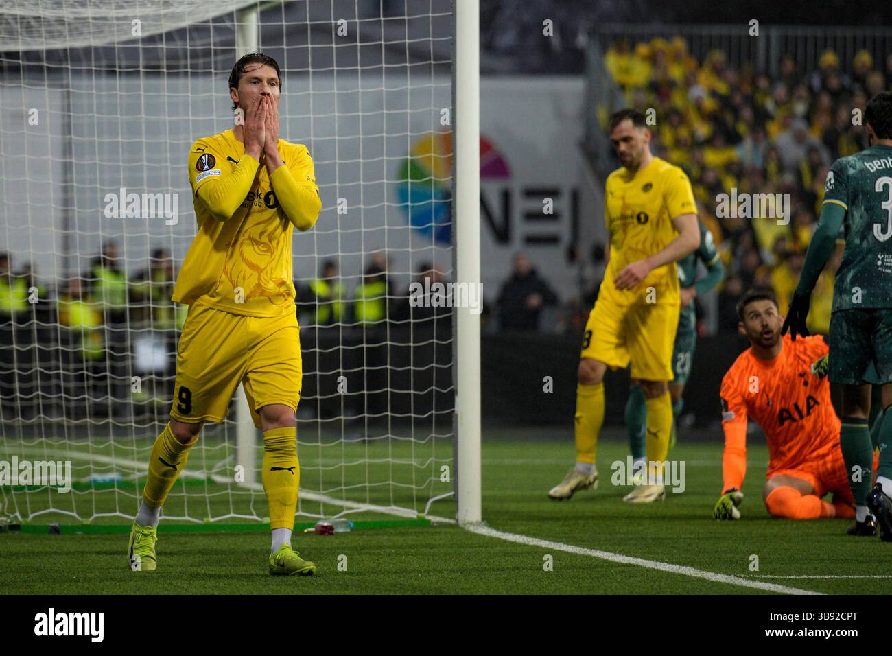 Bodo/Glimt's Kasper Hogh reacts to a missed chance during the UEFA ...