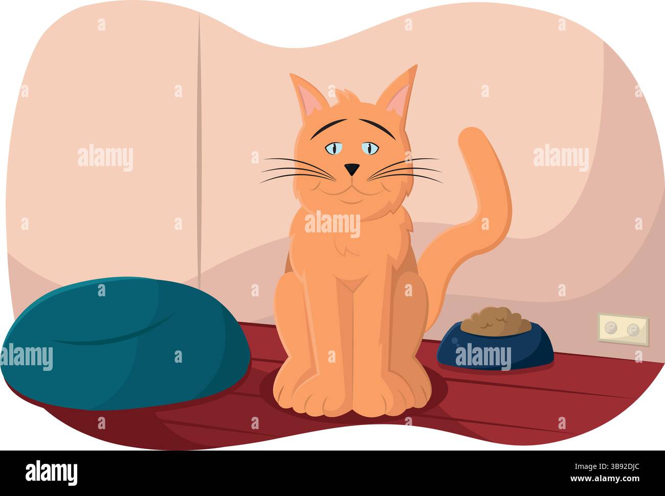 Ginger cat sitting calm. Vector illustration Stock Vector Image & Art ...