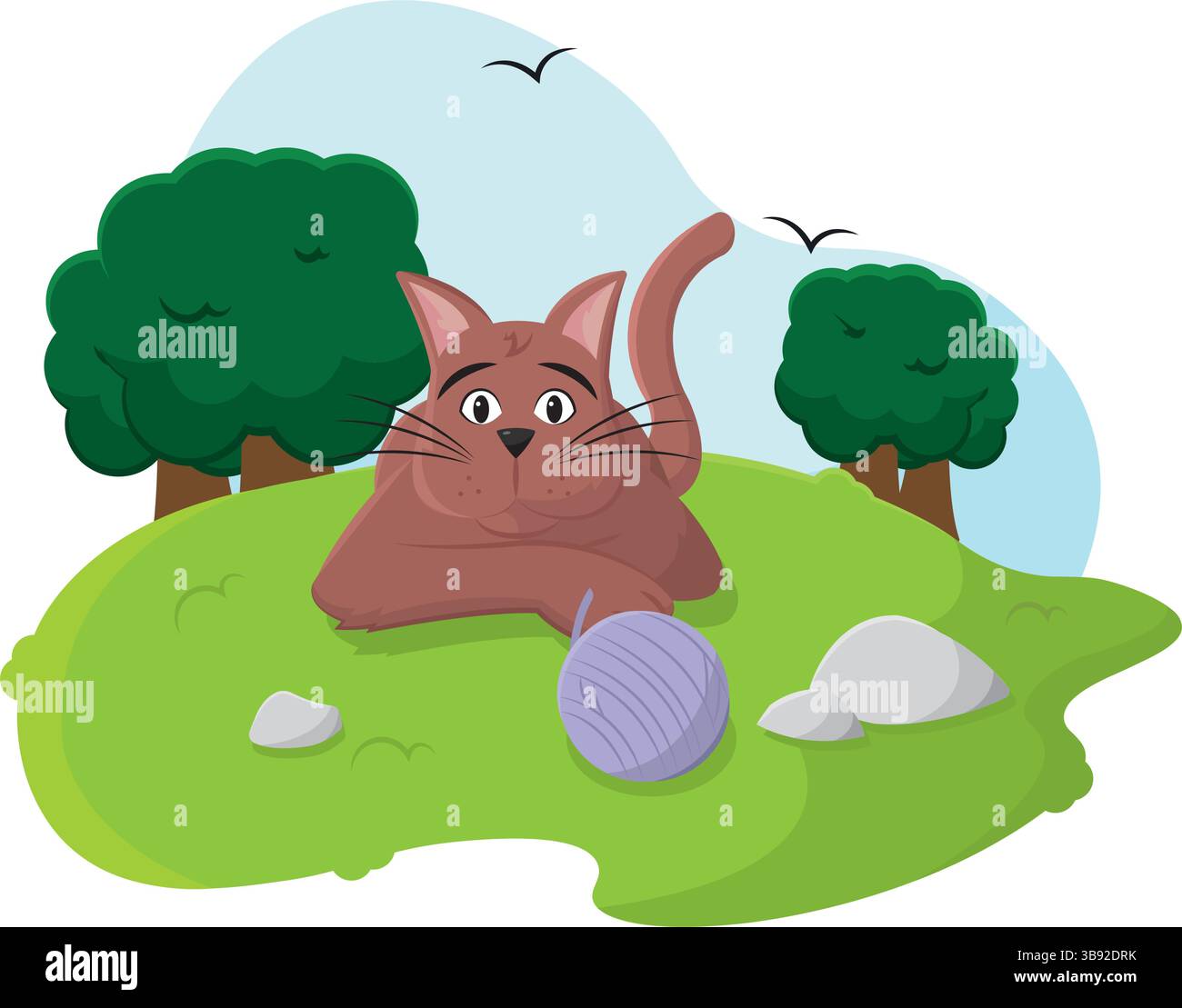 Brown cat playing outside. Vector illustration Stock Vector Image & Art ...