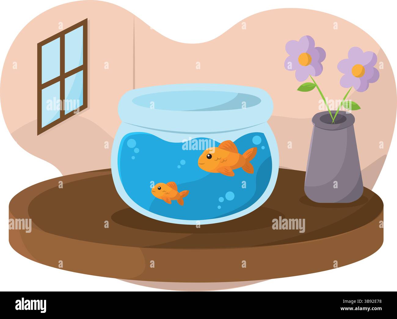 Fishbowl with two goldfish. Vector illustration Stock Vector Image ...