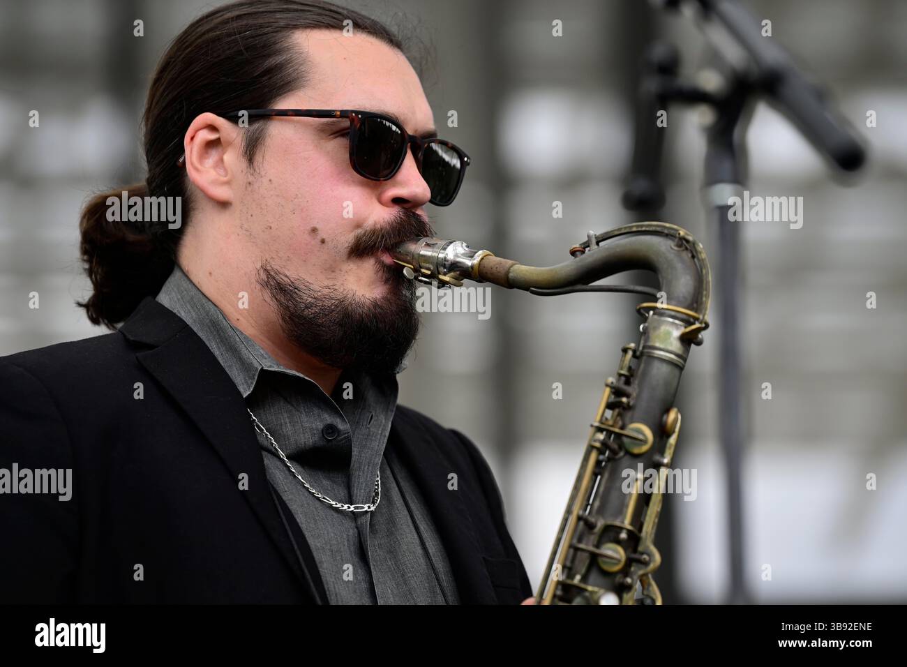 April 26, 2025: Saxophone player FREDERICK DEBOE with American soul ...