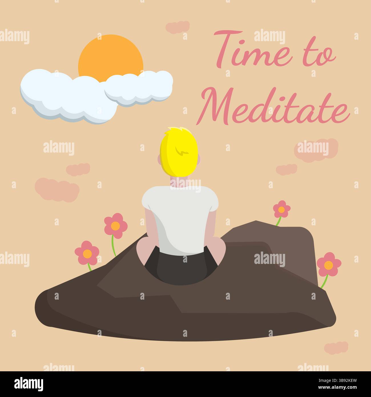 Person meditating outdoors. Vector illustration Stock Vector Image ...