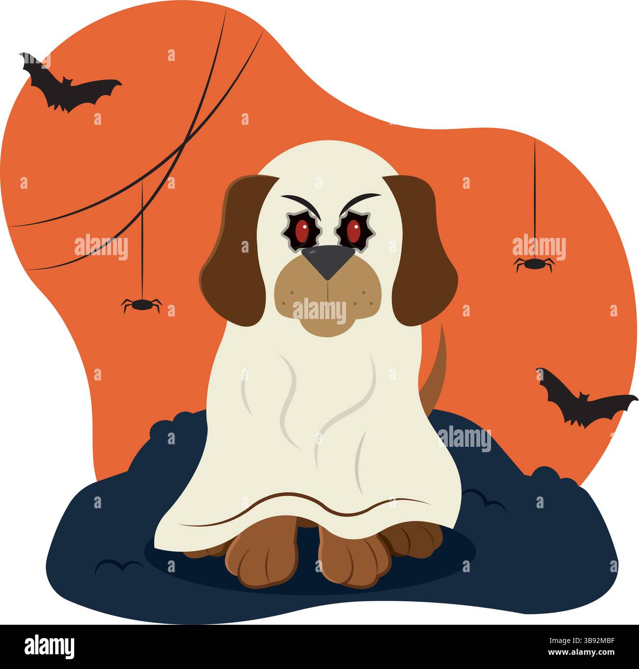 Dog dressed as ghost. Vector illustration Stock Vector Image & Art - Alamy