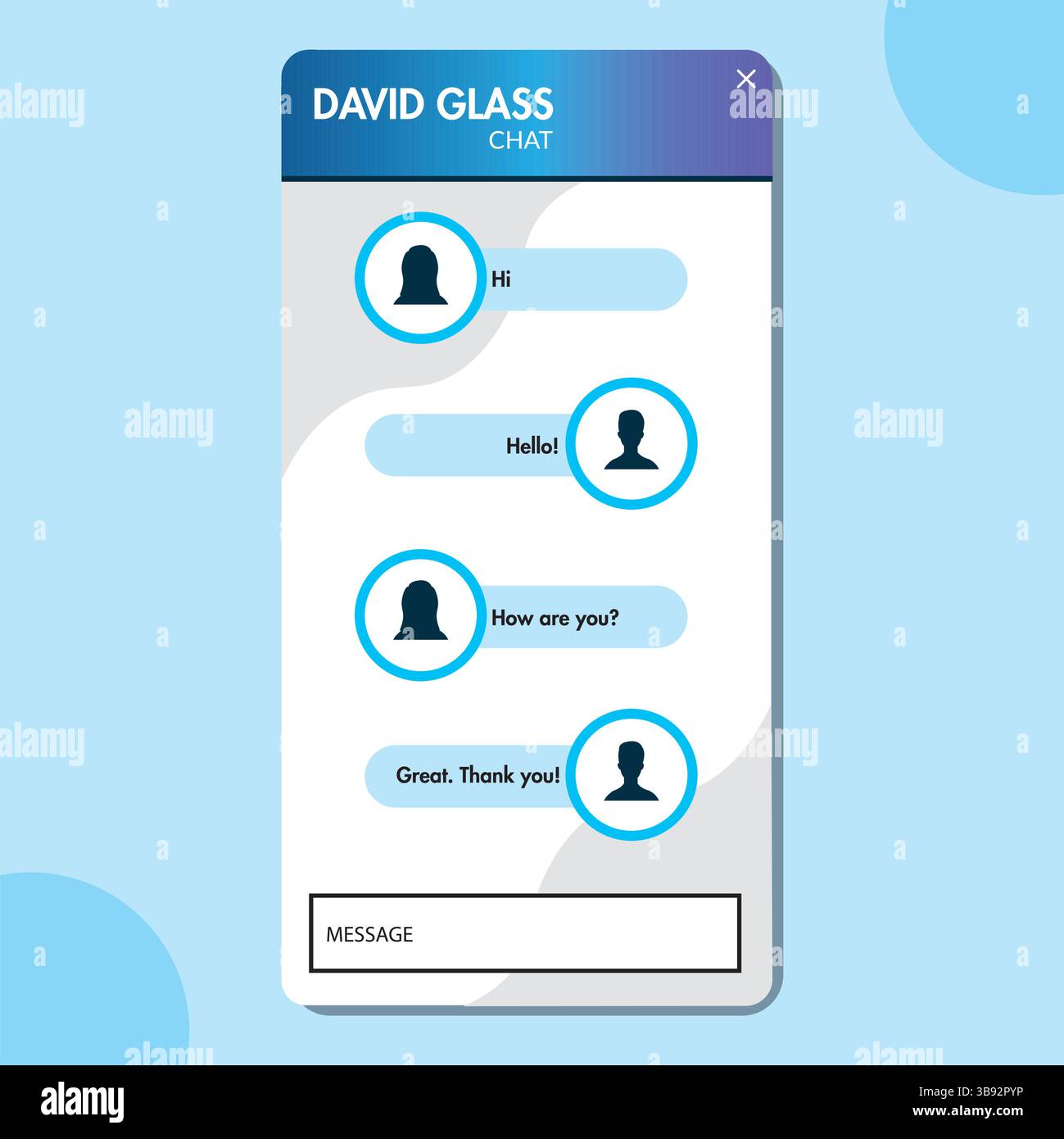 Messaging chat window. Vector illustration Stock Vector Image & Art - Alamy