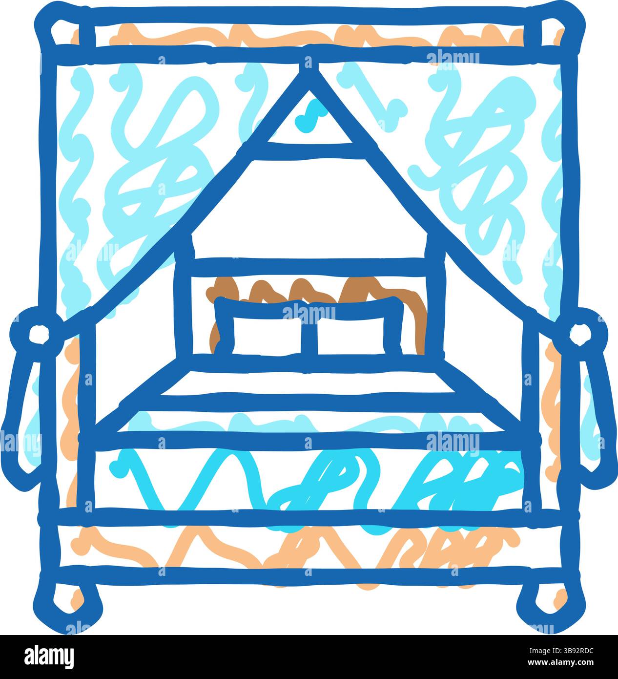 deck chair outdoor furniture icon doodle illustration Stock Vector ...