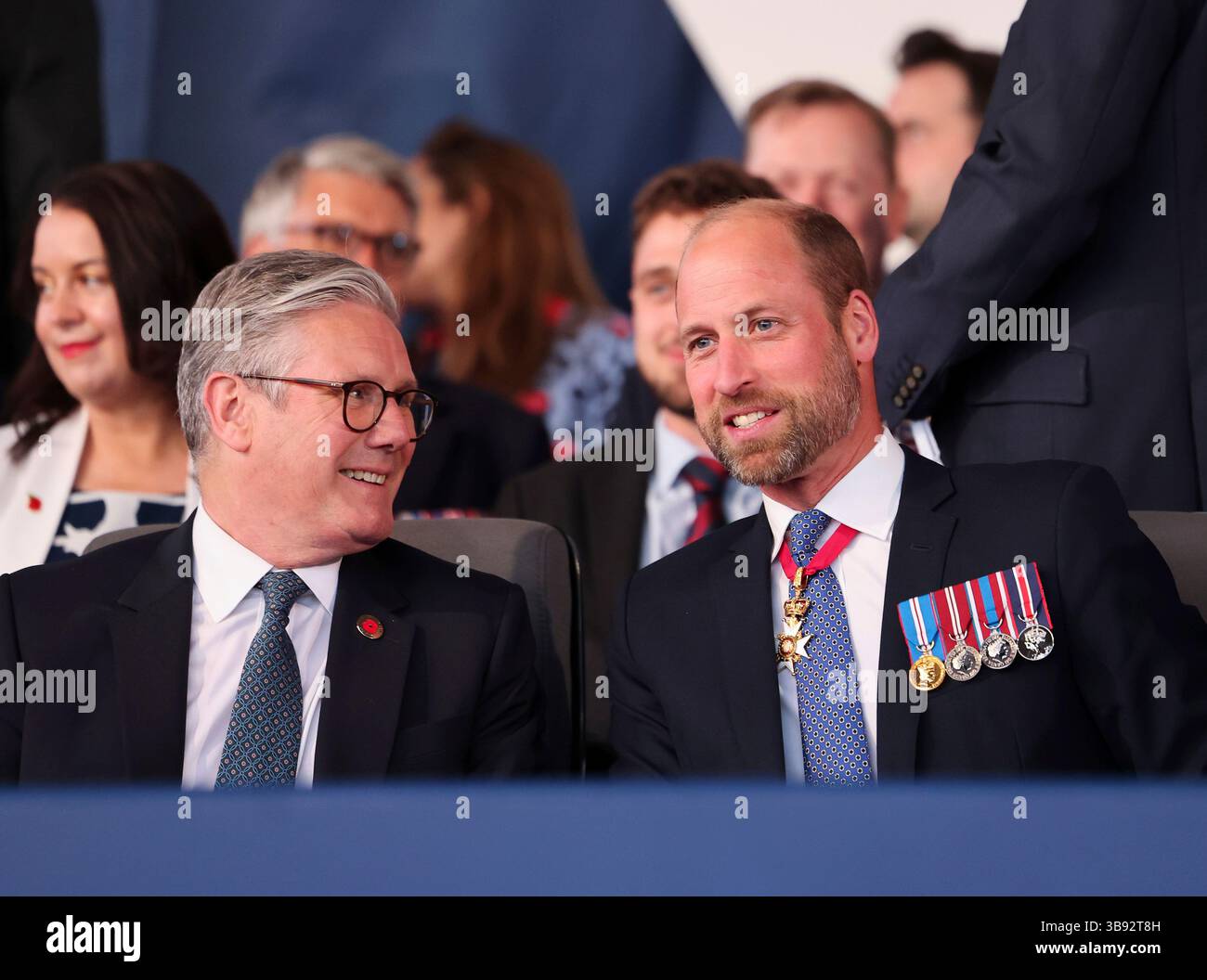 Britain's Prince William, right, and Prime Minister Keir Starmer attend ...